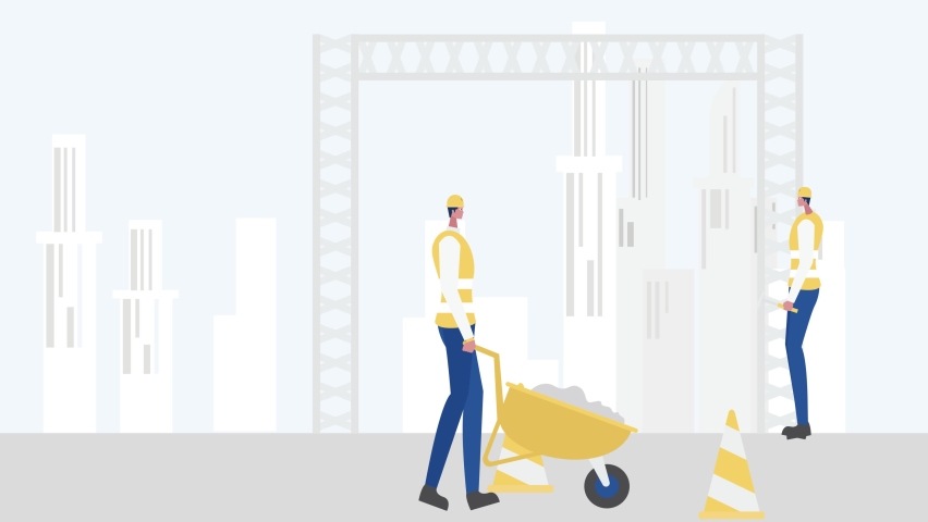 two construction workers animation wearing protective Stock Footage ...