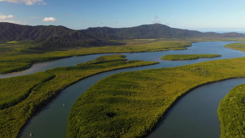 daintree river delta meandering through rainforest Stock Footage Video ...