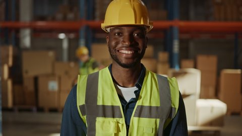 handsome happy professional worker wearing safety Stock Footage Video ...