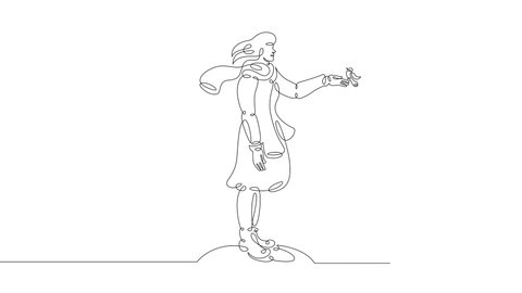 Self Line Drawing Animation One Continuous Stock Footage Video (100% ...