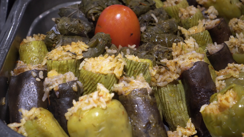 Mixed Dolmas Dishes of Middle : vidéo de stock (100 % libre de droit ...