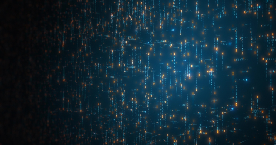 Technology abstract, binary and code, matrix with cyber space and global network with digital ...