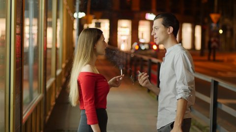 Smoking People Young Couple Stay Together Stock Footage Video (100% ...