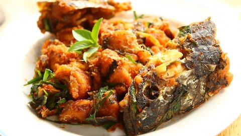 Fried Chopped Head Snake Fish Chili Stock Footage Video (100% Royalty ...