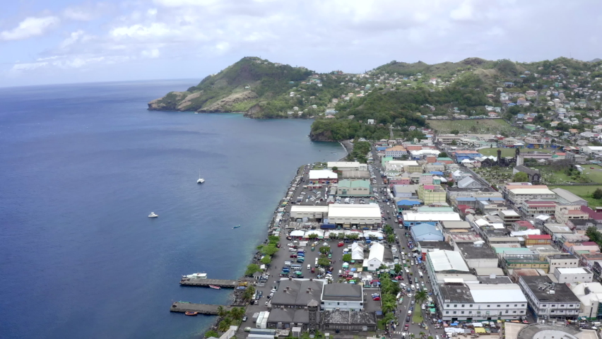 drone flying saint vincent capital kingstown Stock Footage Video (100% ...