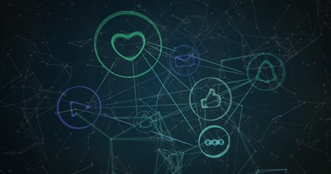 Animation Network Connecting Icons Over Digital Stock Footage Video ...