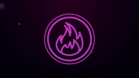 Glowing Neon Line Fire Flame Icon Stock Footage Video (100% Royalty ...