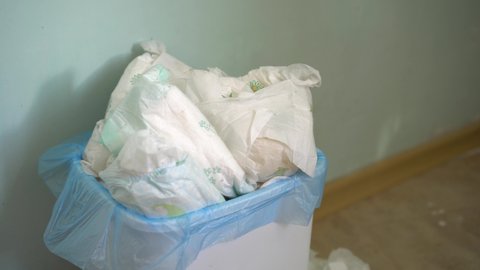 Dirty Baby Diapers Into Trash Disposing Stock Footage Video (100% ...