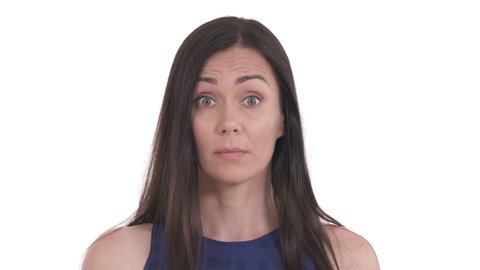 Close Portrait Caucasian Woman Raising Eyebrows Stock Footage Video ...