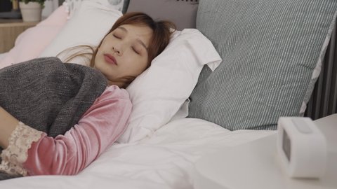 Close Frowning Korean Female Sleeping Dawn Stock Footage Video (100% ...