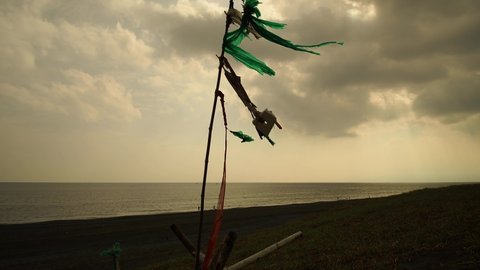 Object Swaying Wind On Cloudy Beach Stock Footage Video (100% Royalty ...