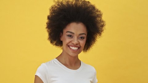 Smiling Woman Nodding Standing Isolated Over Stock Footage Video (100% ...