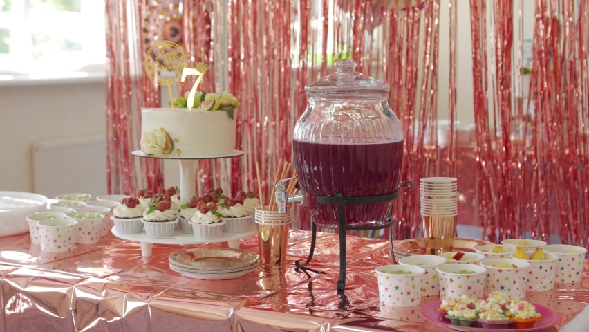 children birthday table cake decoration Stock Footage Video (100% ...