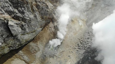 Aerial View Fumaroles Crater Mutnovsky Volcano Stock Footage Video (100 ...