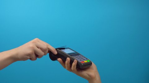 Hand Hold Terminal Making Contactless Payment Stock Footage Video (100% ...