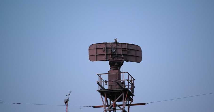 Rotating Radar Antenna On Sky Background Stock Footage Video (100% ...
