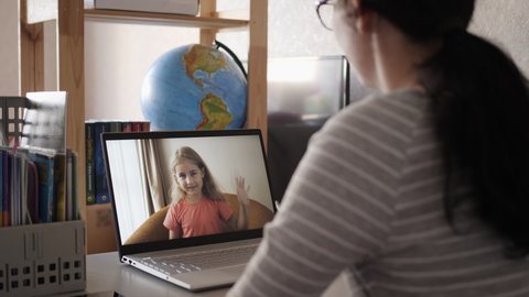 Video Call Distance Education Little Child Stock Footage Video (100% ...