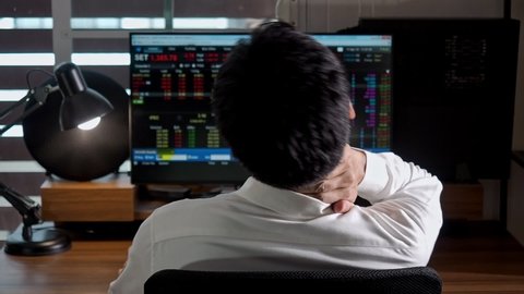 Closeup Asian Man Using Desk Top Stock Footage Video (100% Royalty-free ...