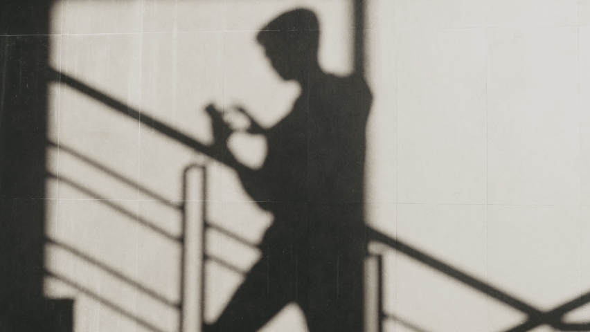 motion shadows person going down stairs Stock Footage Video (100% ...