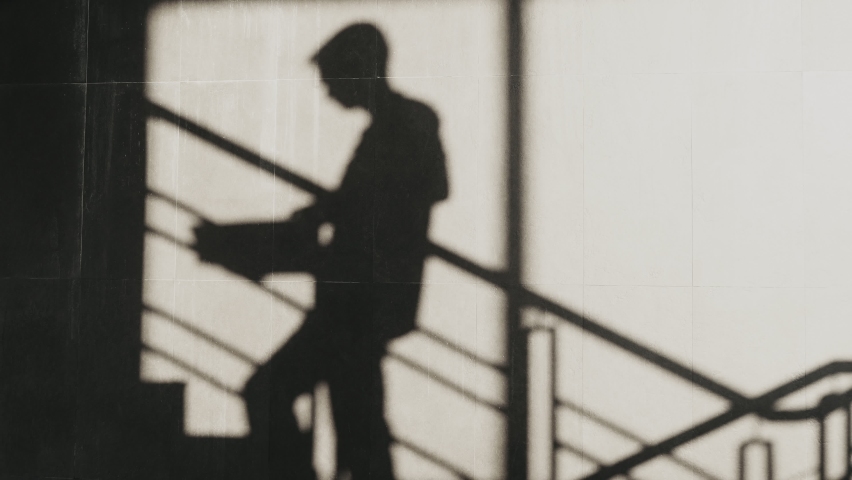 motion shadows person going down stairs Stock Footage Video (100% ...