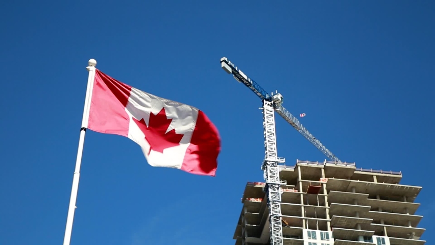 Canadian Flag Apartment Building Under Construction: วิดีโอสต็อก (ปลอด ...