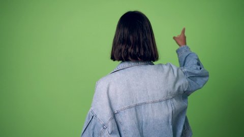Woman Pointing Back Index Finger On Stock Footage Video (100% Royalty ...