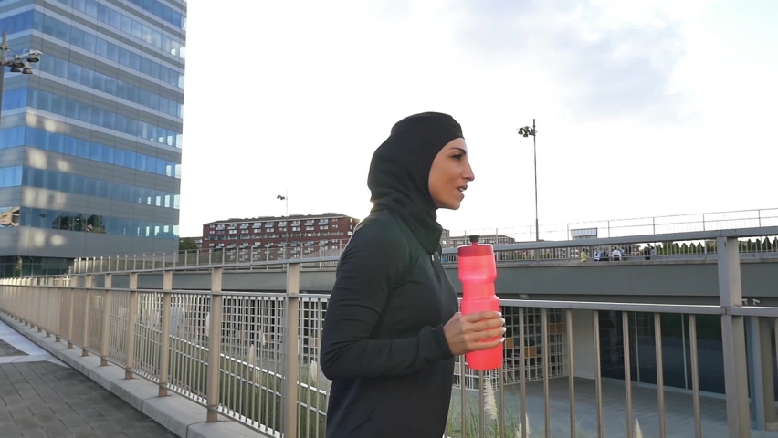 beautiful muslim woman running morning image Stock Footage Video (100% ...