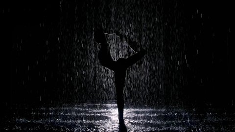 Dancer Pose Pouring Rain Wet Body Stock Footage Video (100% Royalty ...