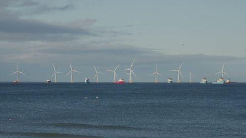 Offshore Wind Farm Aberdeen Bay Scotland Stock Footage Video (100% ...