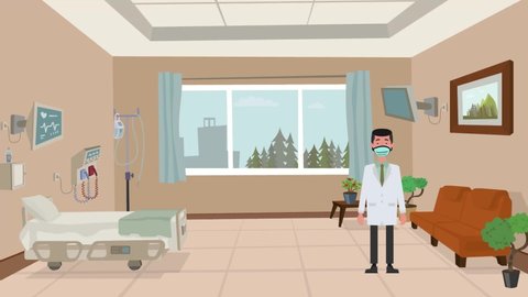 2d Animation Doctor Wearing Mask Hospital Stock Footage Video (100% ...