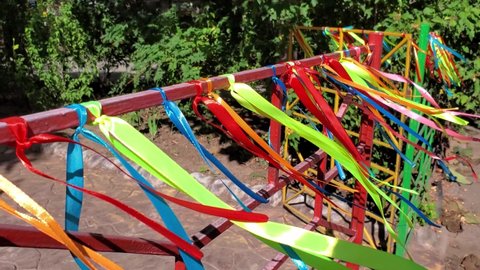 Various Colors Satin Ribbons Tangled Playground Stock Footage Video ...