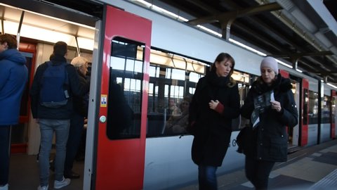 Metro Rnet Arriving Amstel Station Amsterdam Stock Footage Video (100% ...