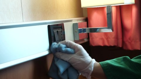 Sanitizing Cleaning Sanitizing Hotel Room Switch Stock Footage Video ...