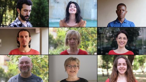 Nine Friends People Look Web Cameras Stock Footage Video (100% Royalty ...