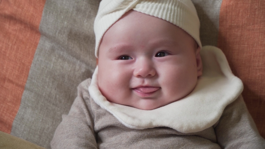adorable infant baby girl face close-up Stock Footage Video (100% ...