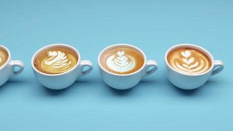 Animation One Row Cup Latte Art Stock Footage Video (100% Royalty-free ...