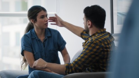 Angry Wife Reacting Pushy Husband Trying Stock Footage Video (100% ...