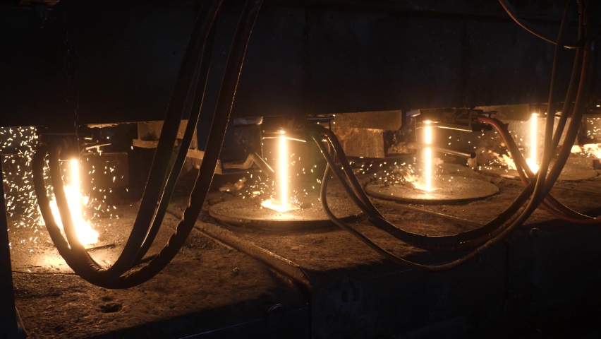 Continuous Casting Machine Metallurgical Plant Working Stock Footage ...