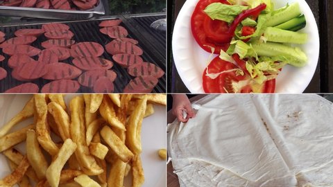 Split Screen Various Types Variety Food Stock Footage Video (100% ...