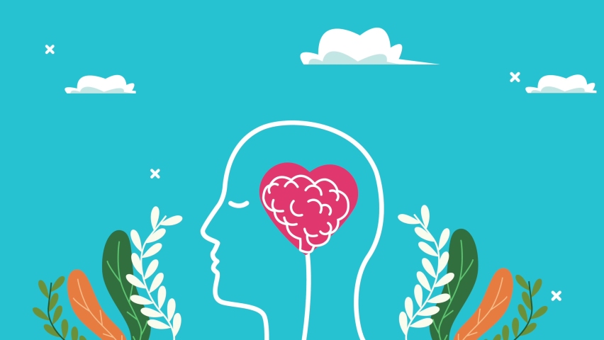 mental health animation profile silhouette heart Stock Footage Video ...