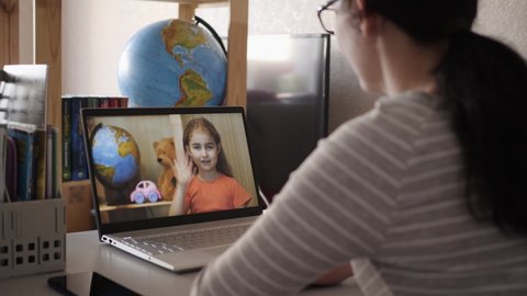 Video Call Distance Education Little Child Stock Footage Video (100% ...
