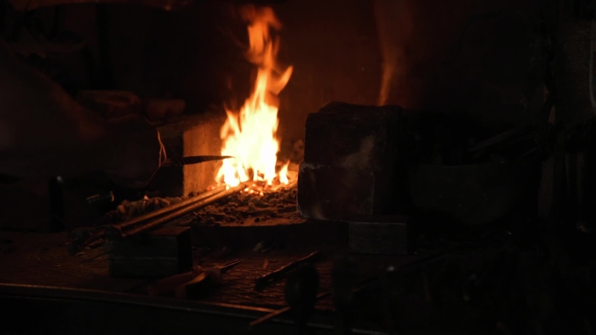 burning flame forge blacksmith work Stock Footage Video (100% Royalty ...