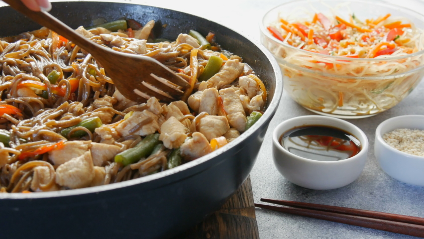 Japanese Soba Rice Noodles with Stock Footage Video (100% Royalty-free ...