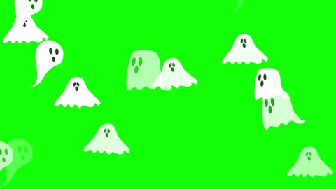 Cute Ghosts Floating On Green Background Stock Footage Video (100% ...