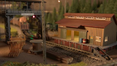 Model Freight Train Arriving Railway Station Stock Footage Video (100% ...