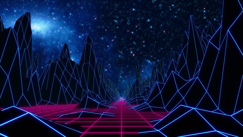 abstract landscape mountains valleys synthwave retro Stock Footage ...