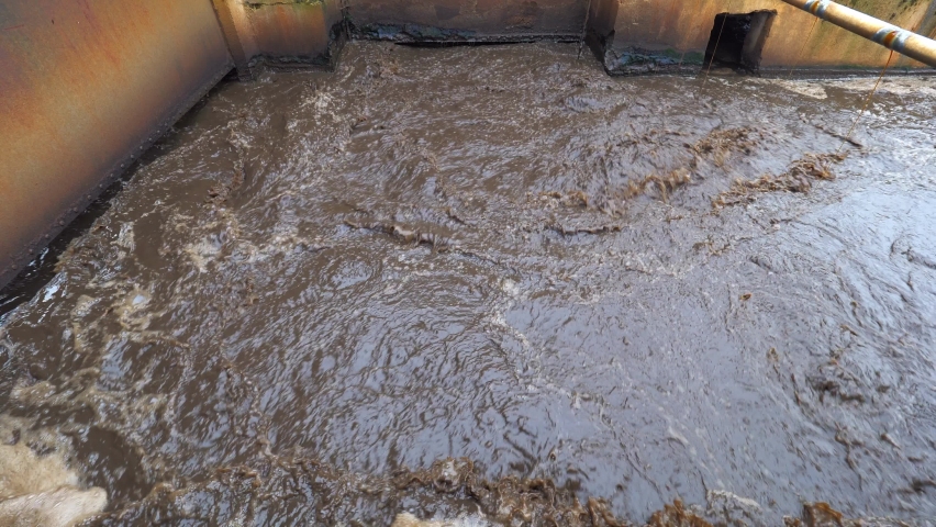 Thick Sludge Mixture Channel Wastewater Treatment: vídeo stock (100% ...