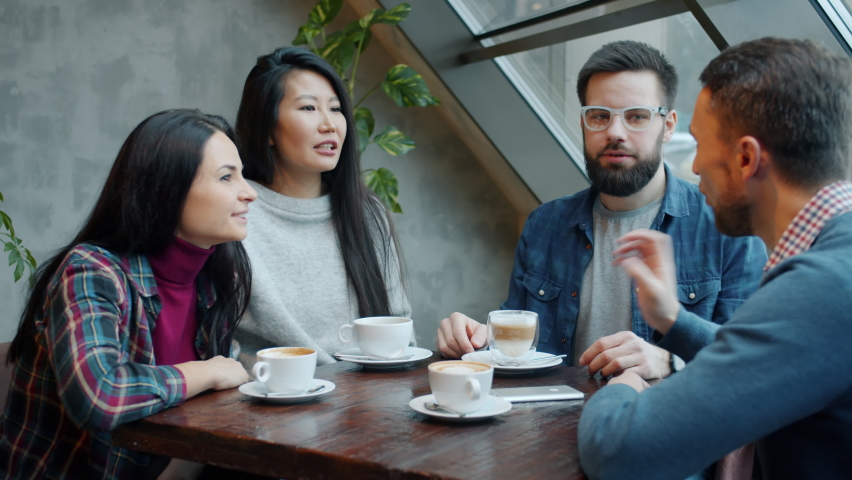 Happy Young Peope Friends Talking Doing Stock Footage Video (100% ...