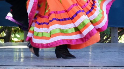 latino women colourful traditional dresses dancing Stock Footage Video (100% Royalty-free ...