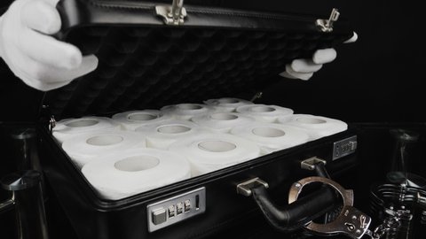 Briefcase Toilet Paper Rolls Man White Stock Footage Video (100% ...